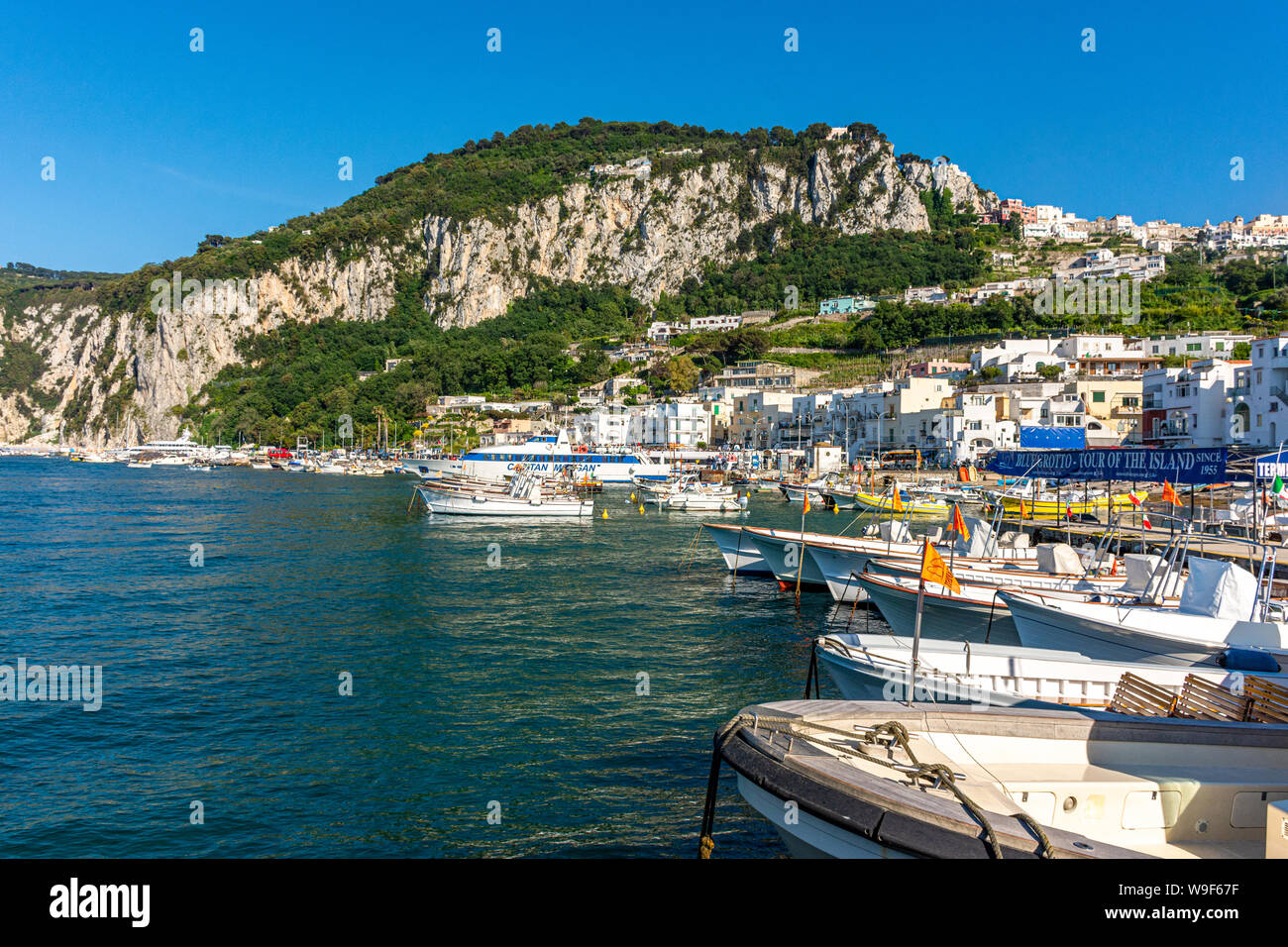 Italy, Capri, view of boats and ferries in the port Stock Photo - Alamy