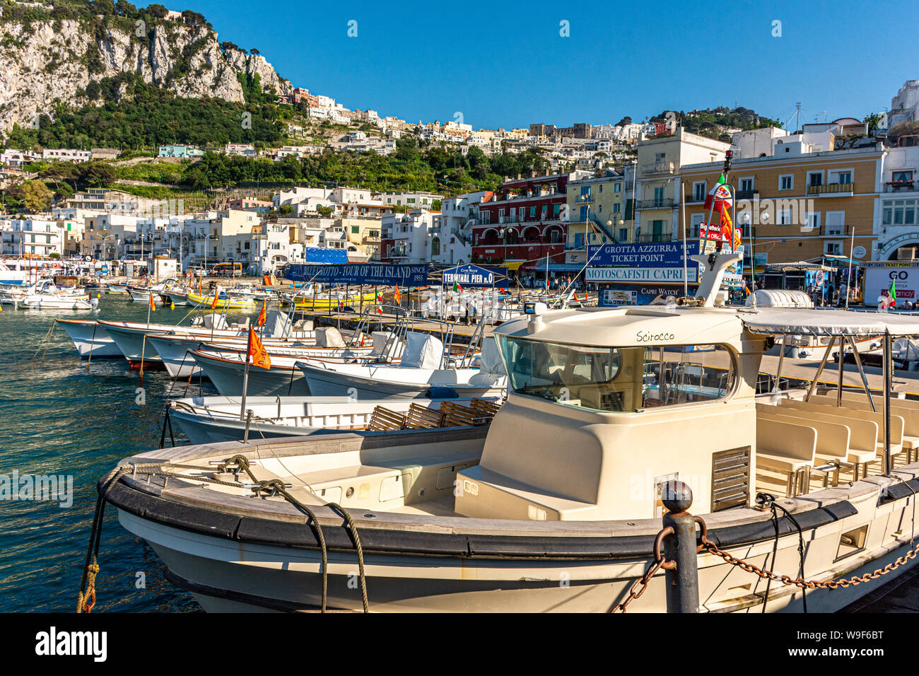 Italy, Capri, view of boats and ferries in the port Stock Photo - Alamy