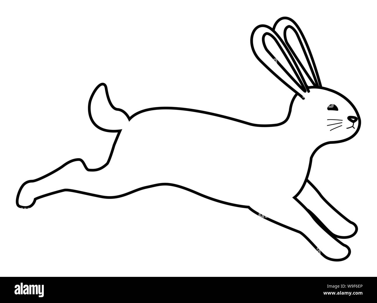 Cute rabbit pet animal cartoon in black and white Stock Vector Image ...