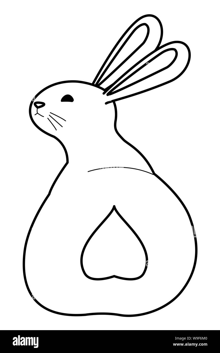Cute rabbit pet animal cartoon in black and white Stock Vector Image ...