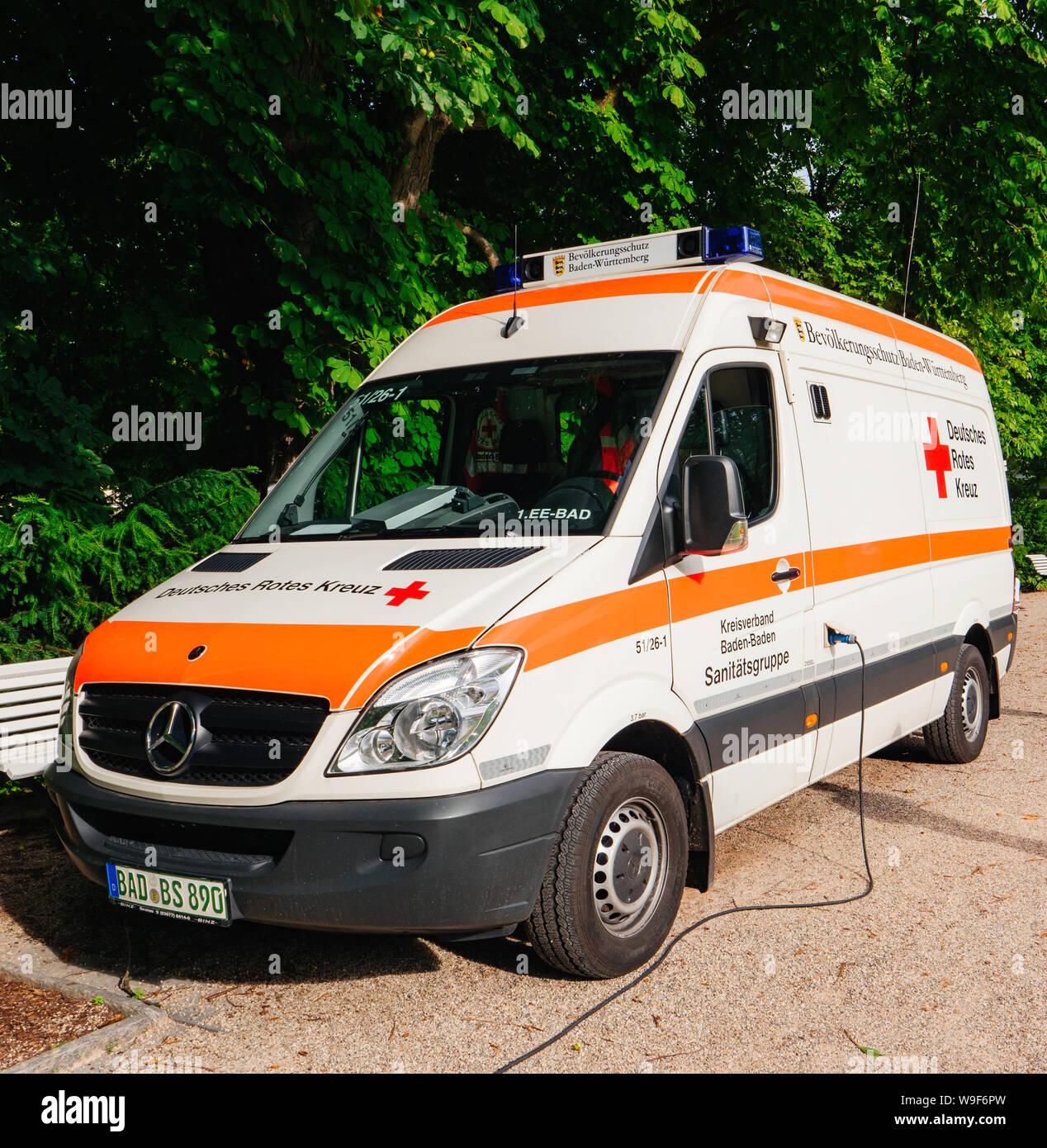 Baden-Baden, Germany - Jul 7, 2019: Deutsches Rotes Kreuz Mercedes-Benz ...