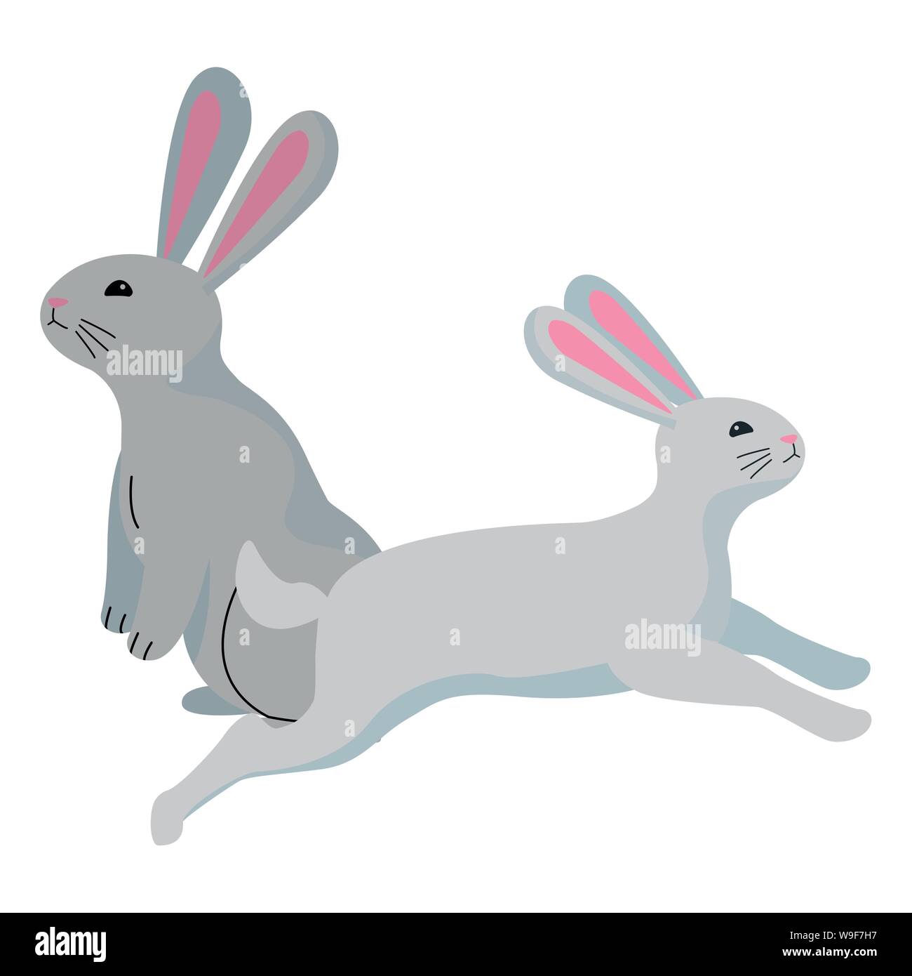 Cute two rabbits animals cartoons Stock Vector Image & Art - Alamy