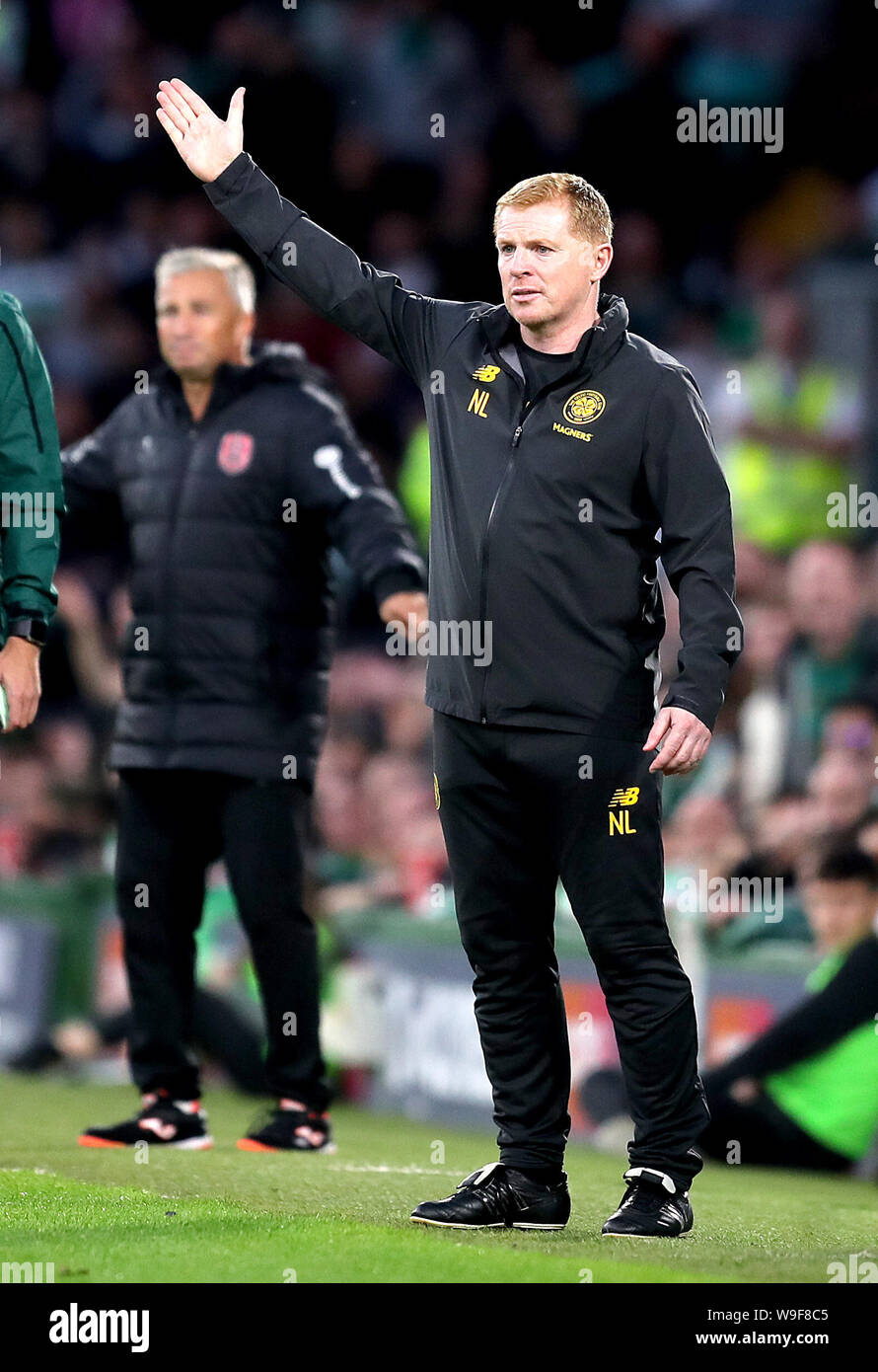 Celtics manager neil lennon gestures on the touchline hi-res stock ...