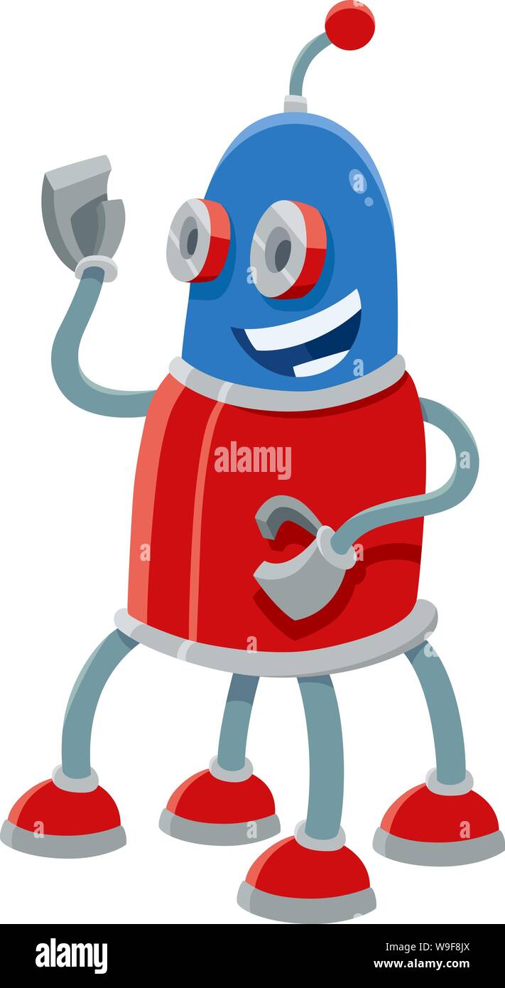 Cartoon Illustration of Robot or Droid Funny Science Fiction Character ...