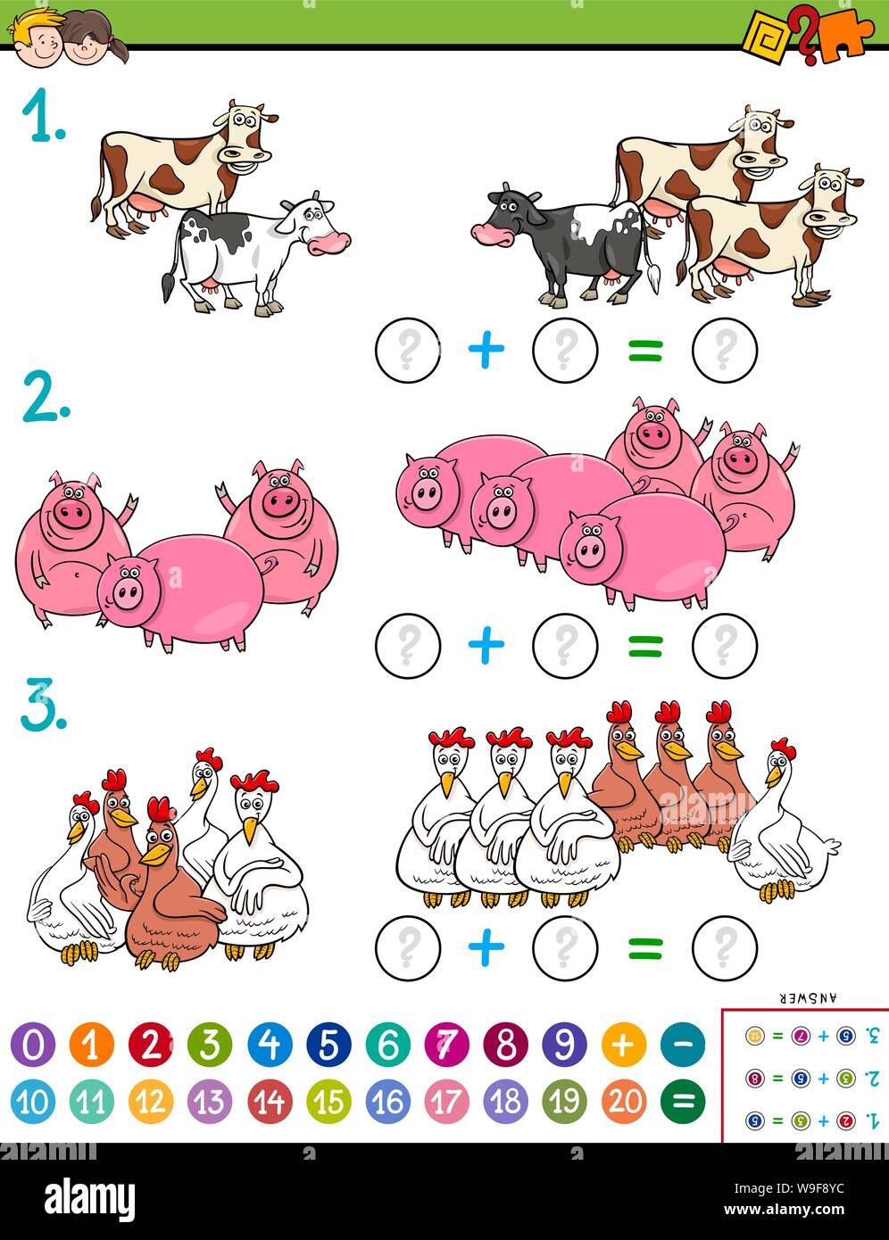 Cartoon Illustration of Educational Mathematical Subtraction Puzzle ...