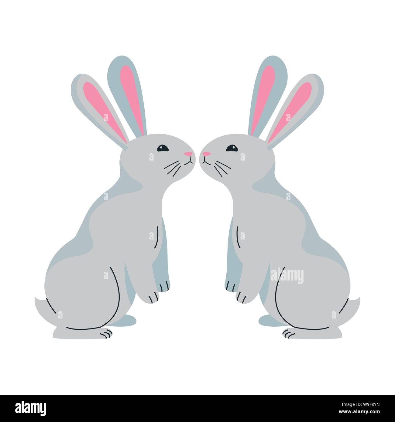 Cute two rabbits animals cartoons Stock Vector Image & Art - Alamy