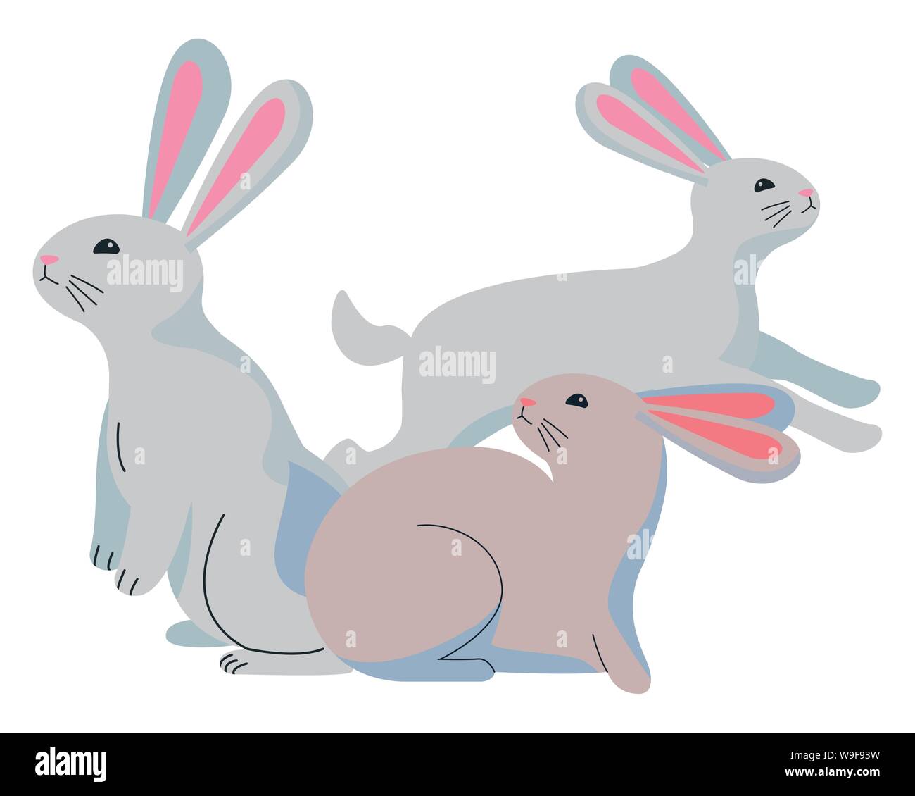 Cute three rabbits animals cartoons Stock Vector Image & Art - Alamy