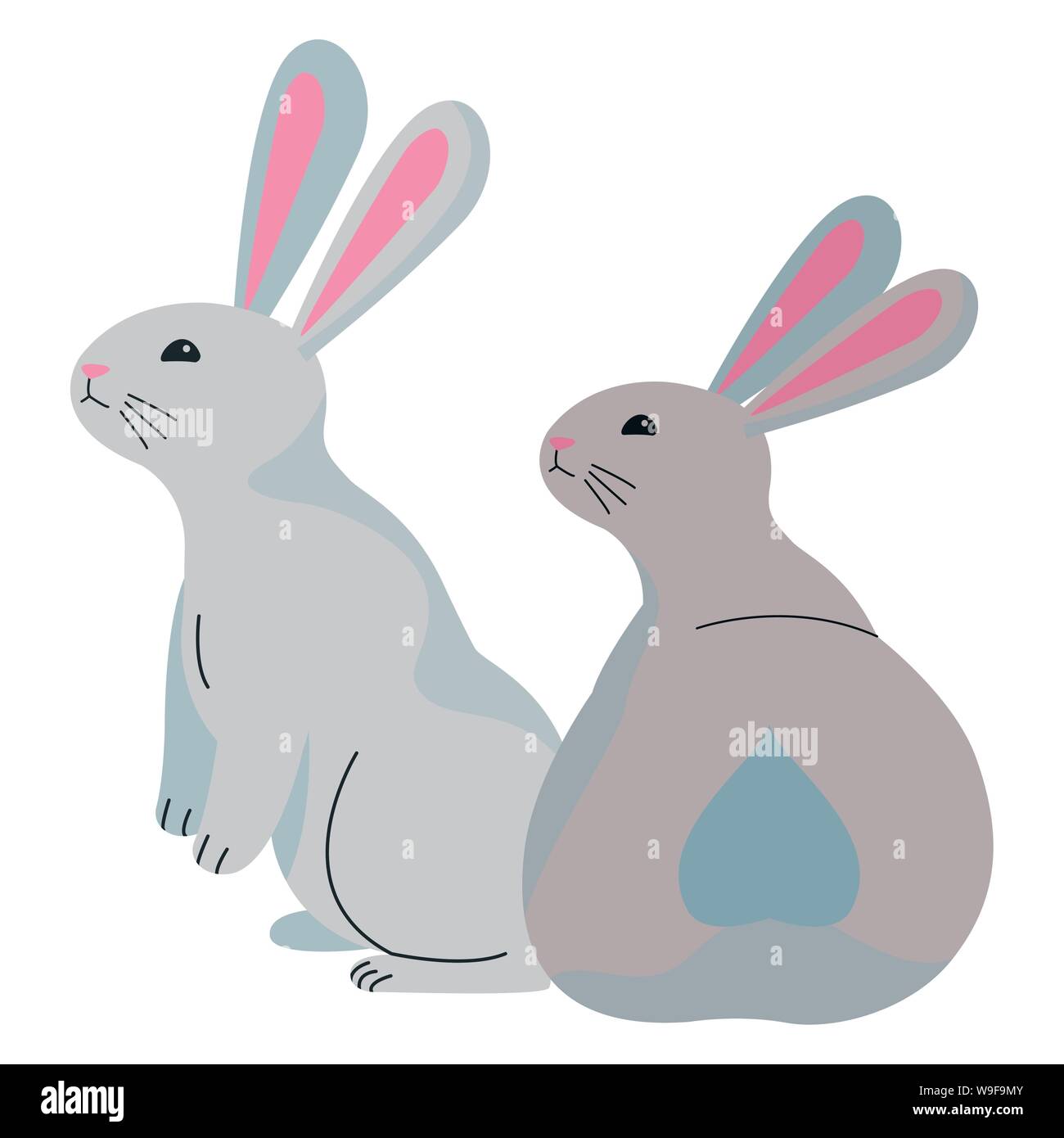 Cute two rabbits animals cartoons Stock Vector Image & Art - Alamy