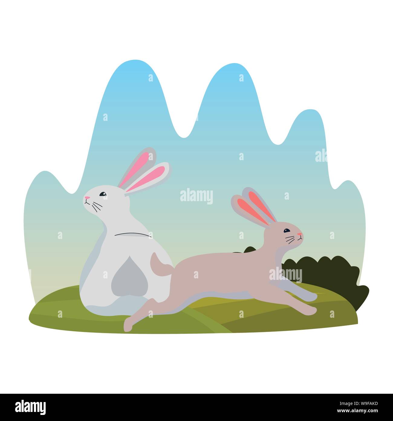 Cute two rabbits animals cartoons Stock Vector Image & Art - Alamy