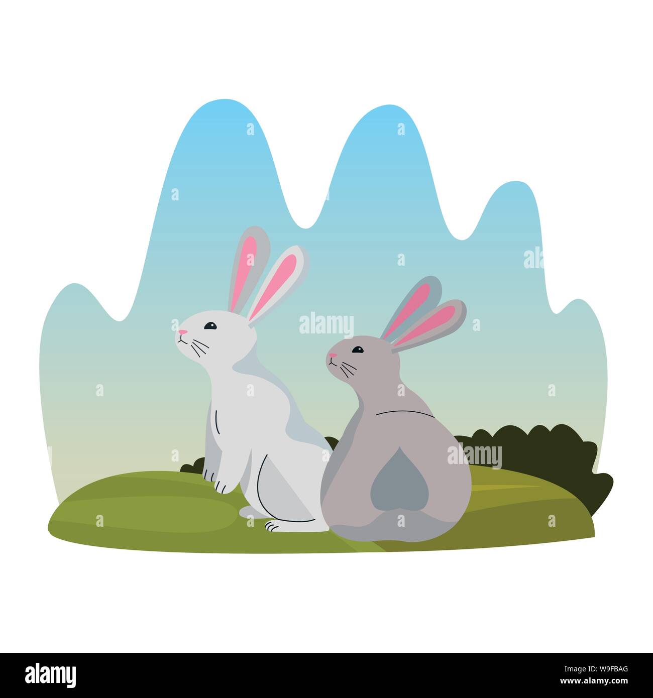 Cute two rabbits animals cartoons Stock Vector Image & Art - Alamy