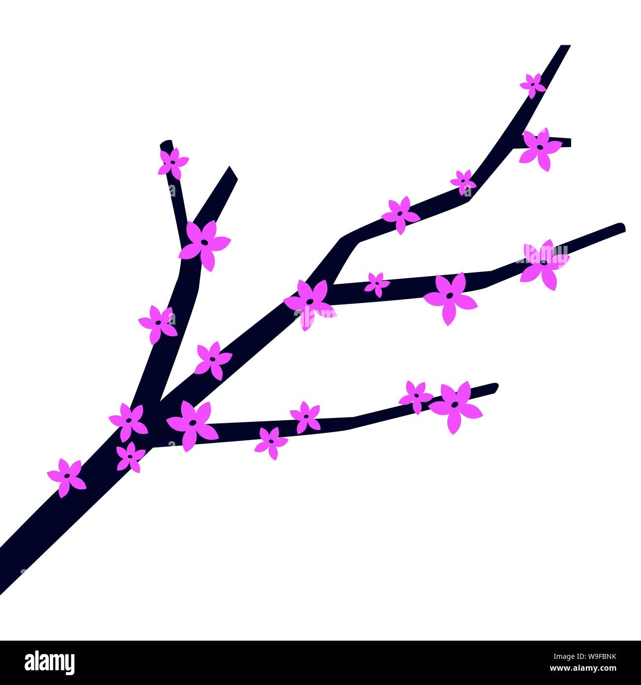 autumn tree branch with flowers cartoon Stock Vector Image & Art - Alamy