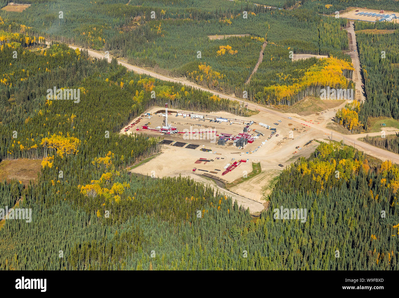 Aerial photo of drilling rig at Devon Jackfish One SAGD (Steam Assisted ...