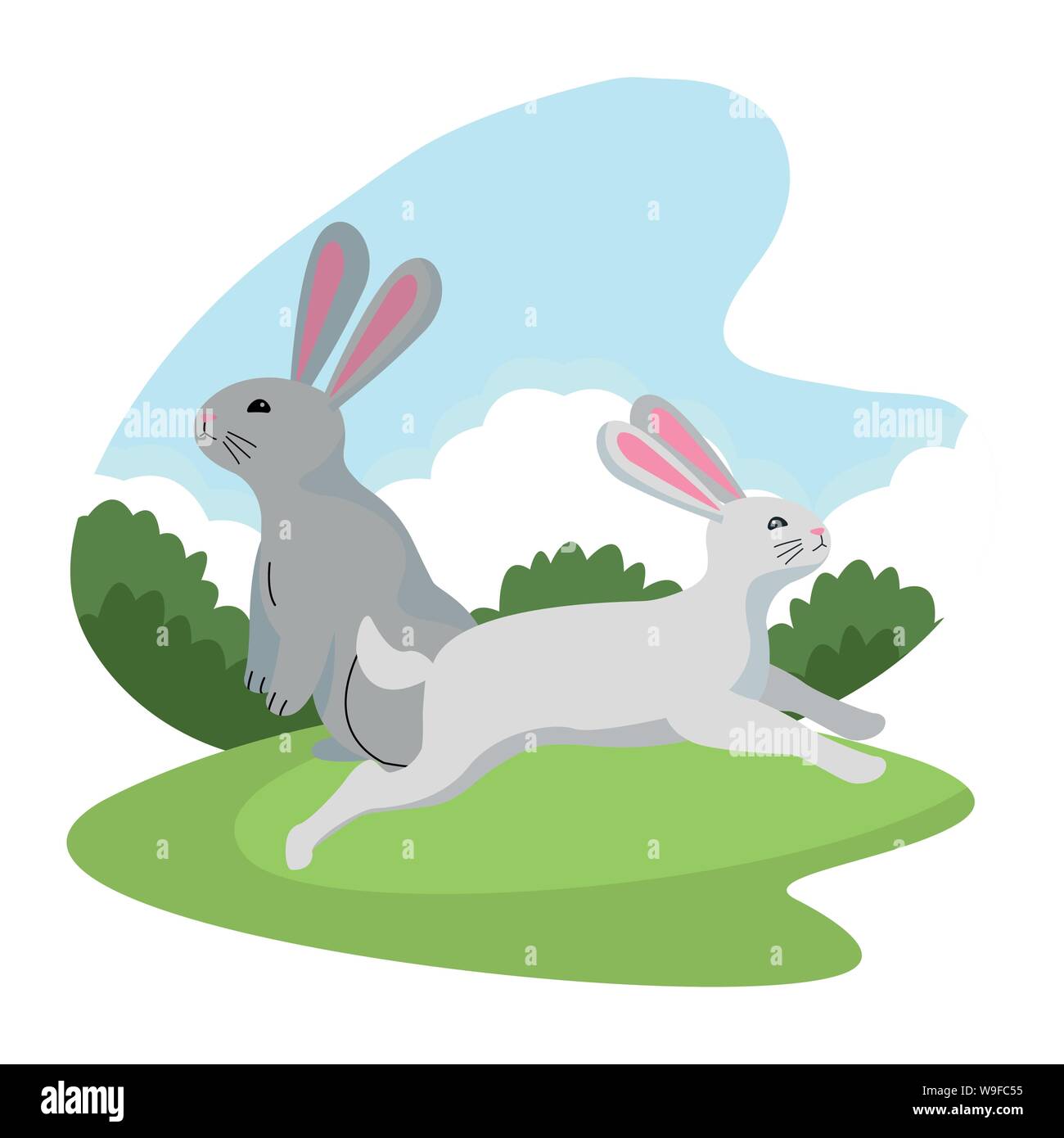 Cute two rabbits animals cartoons Stock Vector Image & Art - Alamy
