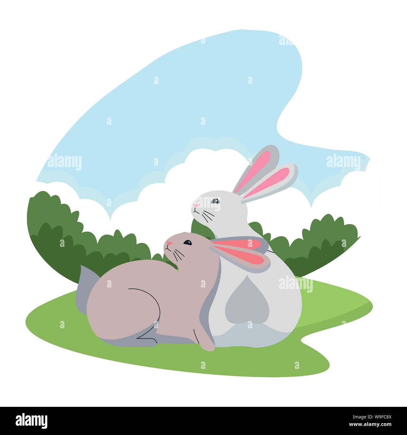 Cute two rabbits animals cartoons Stock Vector Image & Art - Alamy