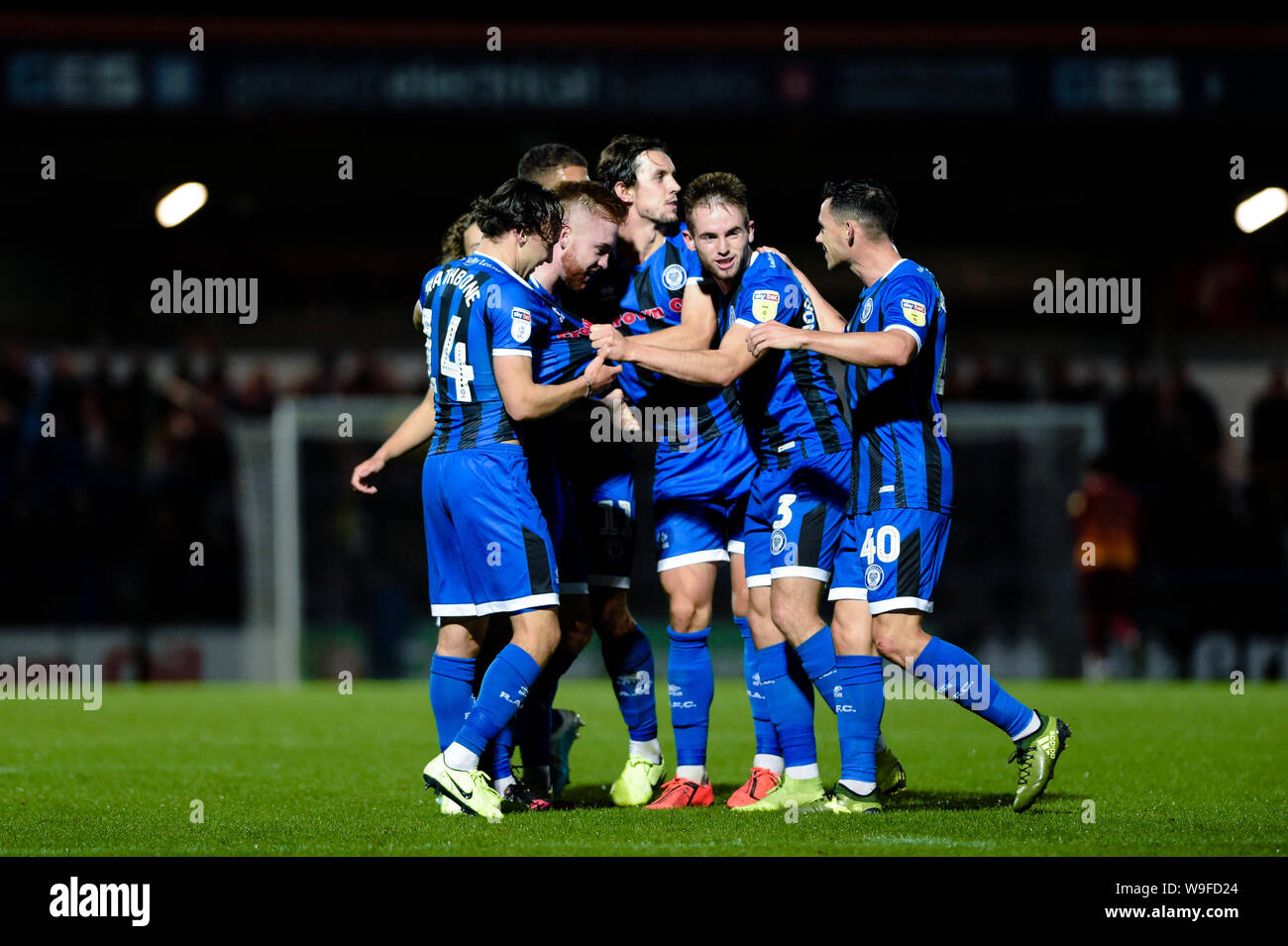 Rochdale, UK. 13th Aug 2019. Rochdale midfielder Callum Camps is ...