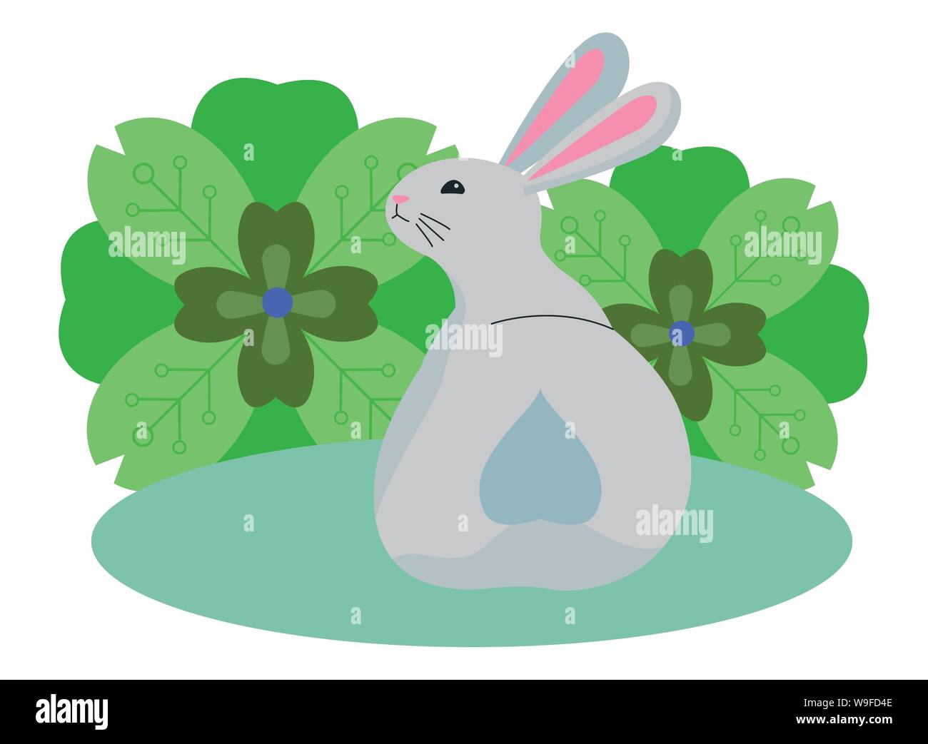 Cute rabbit and flower cartoon Stock Vector Image & Art - Alamy
