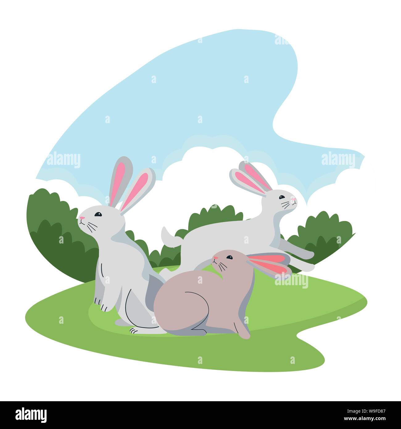 Cute three rabbits animals cartoons Stock Vector Image & Art - Alamy