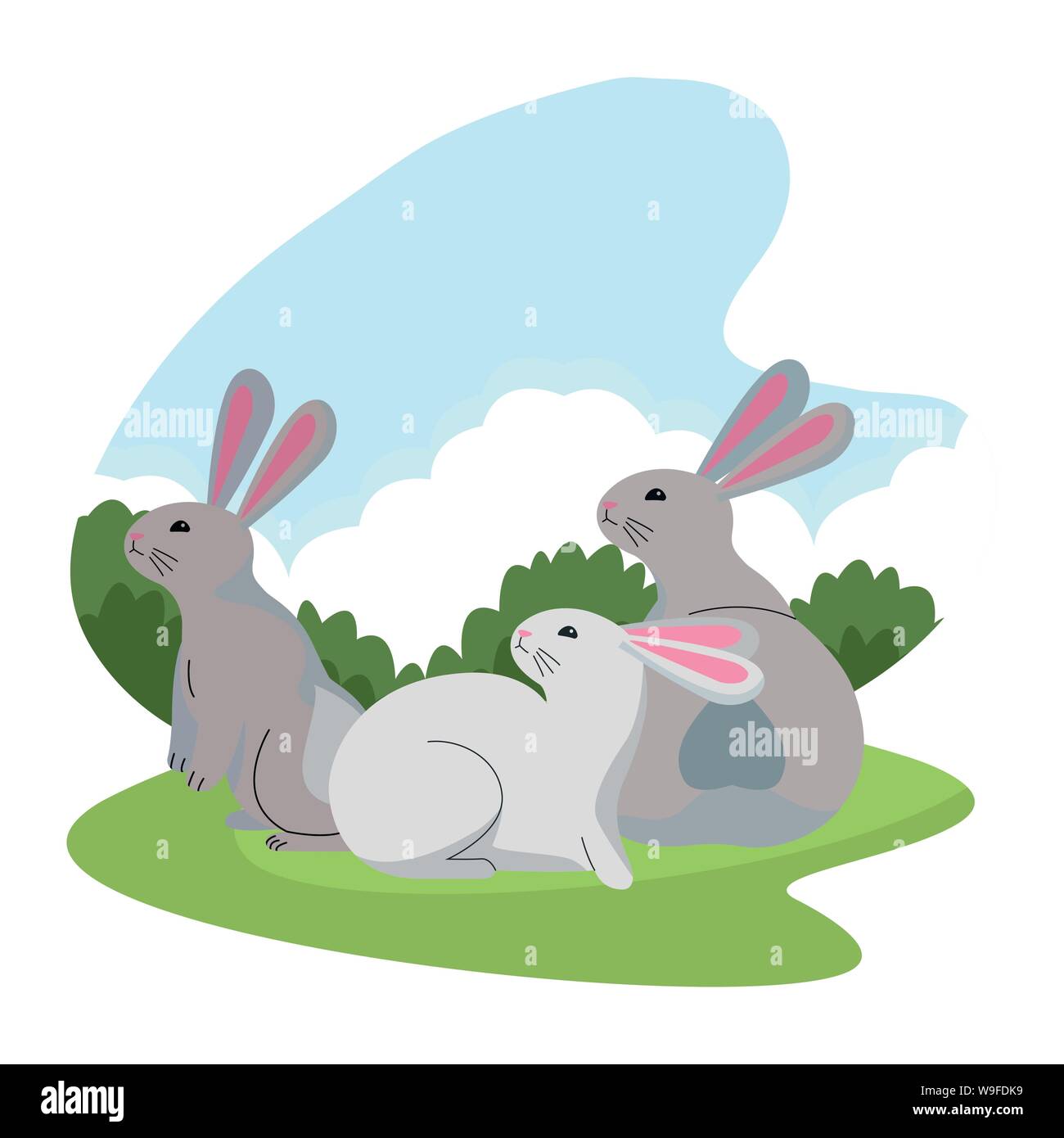 Cute three rabbits animals cartoons Stock Vector Image & Art - Alamy