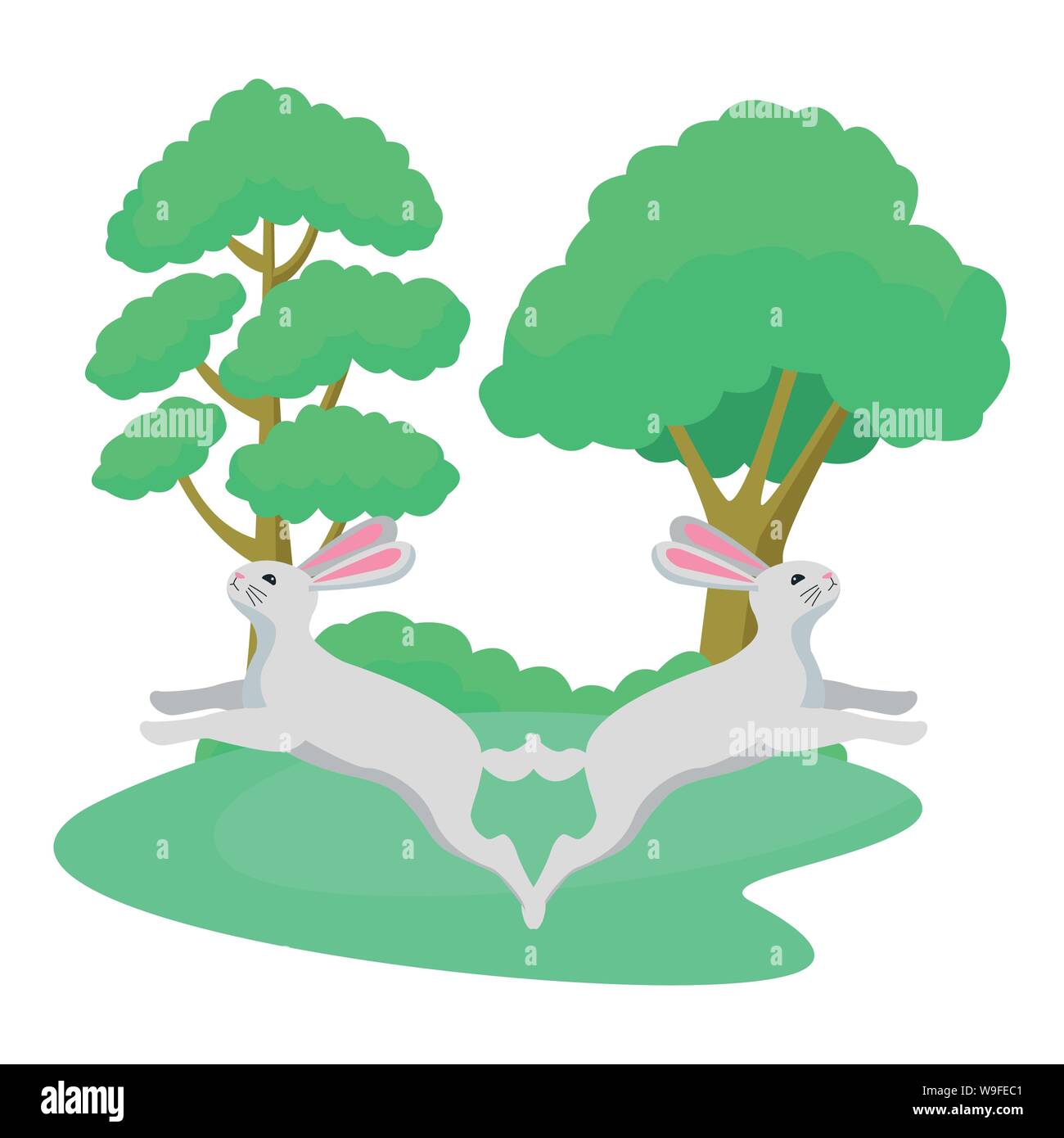 Cute two rabbits animals cartoons Stock Vector Image & Art - Alamy