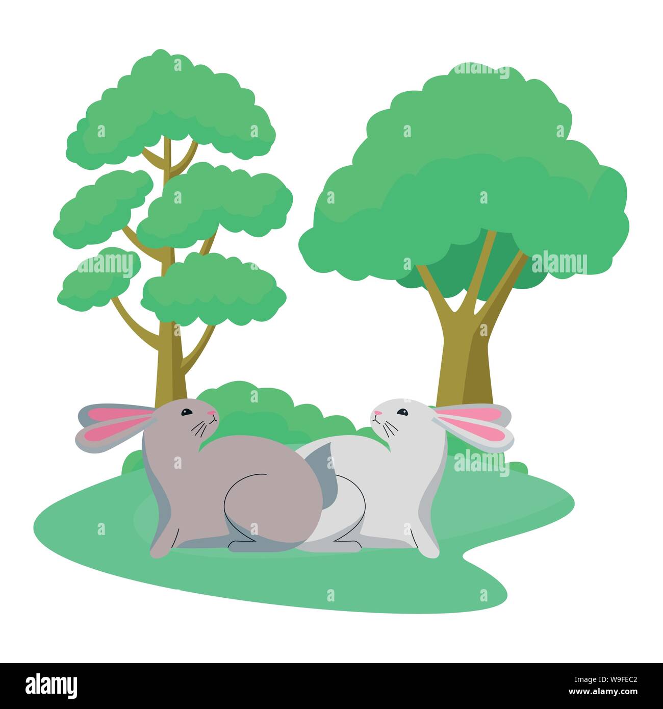 Cute two rabbits animals cartoons Stock Vector Image & Art - Alamy
