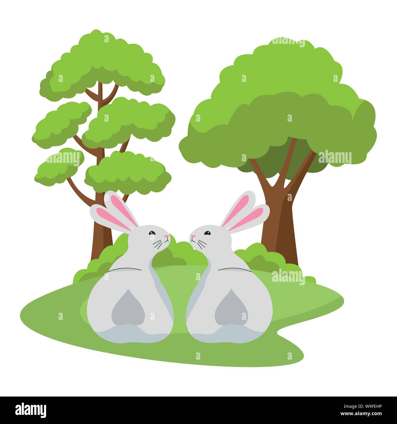 Cute two rabbits animals cartoons Stock Vector Image & Art - Alamy