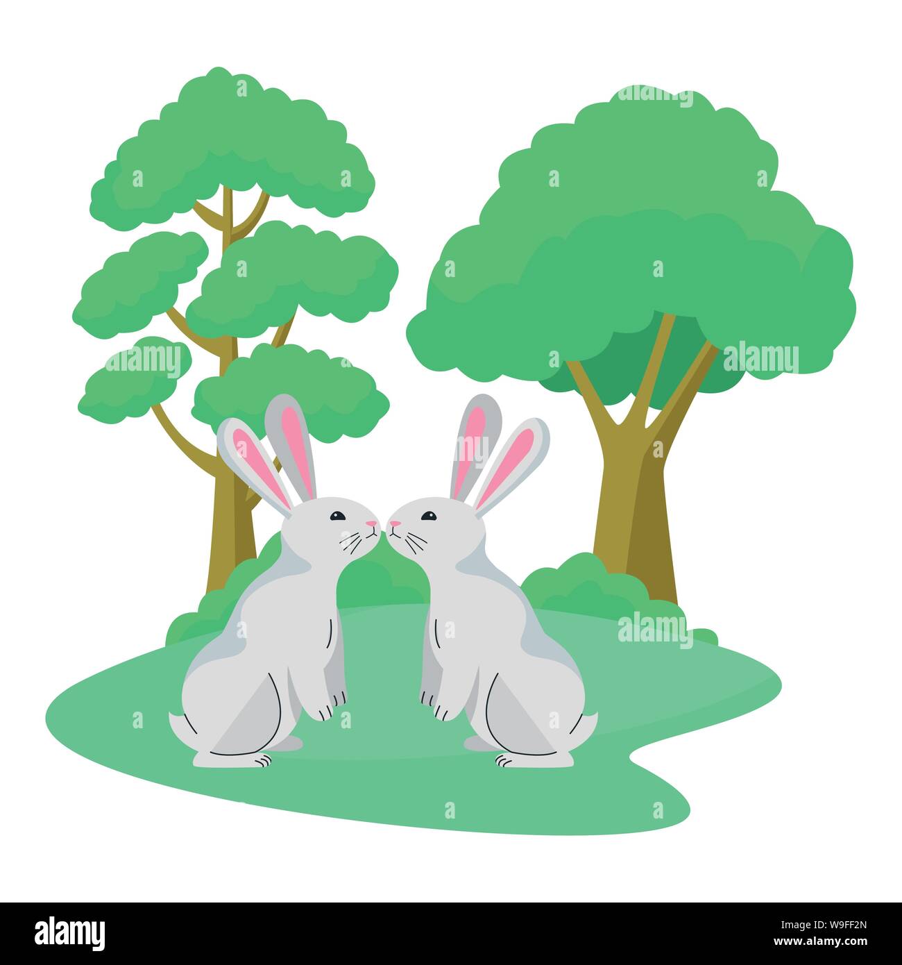 Cute two rabbits animals cartoons Stock Vector Image & Art - Alamy