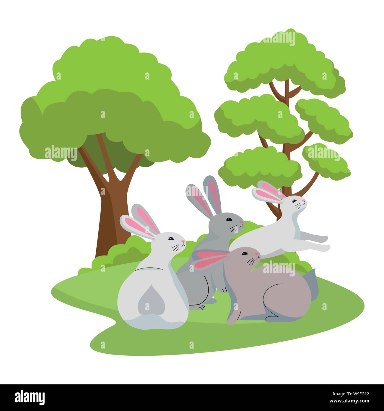 Cute three rabbits animals cartoons Stock Vector Image & Art - Alamy