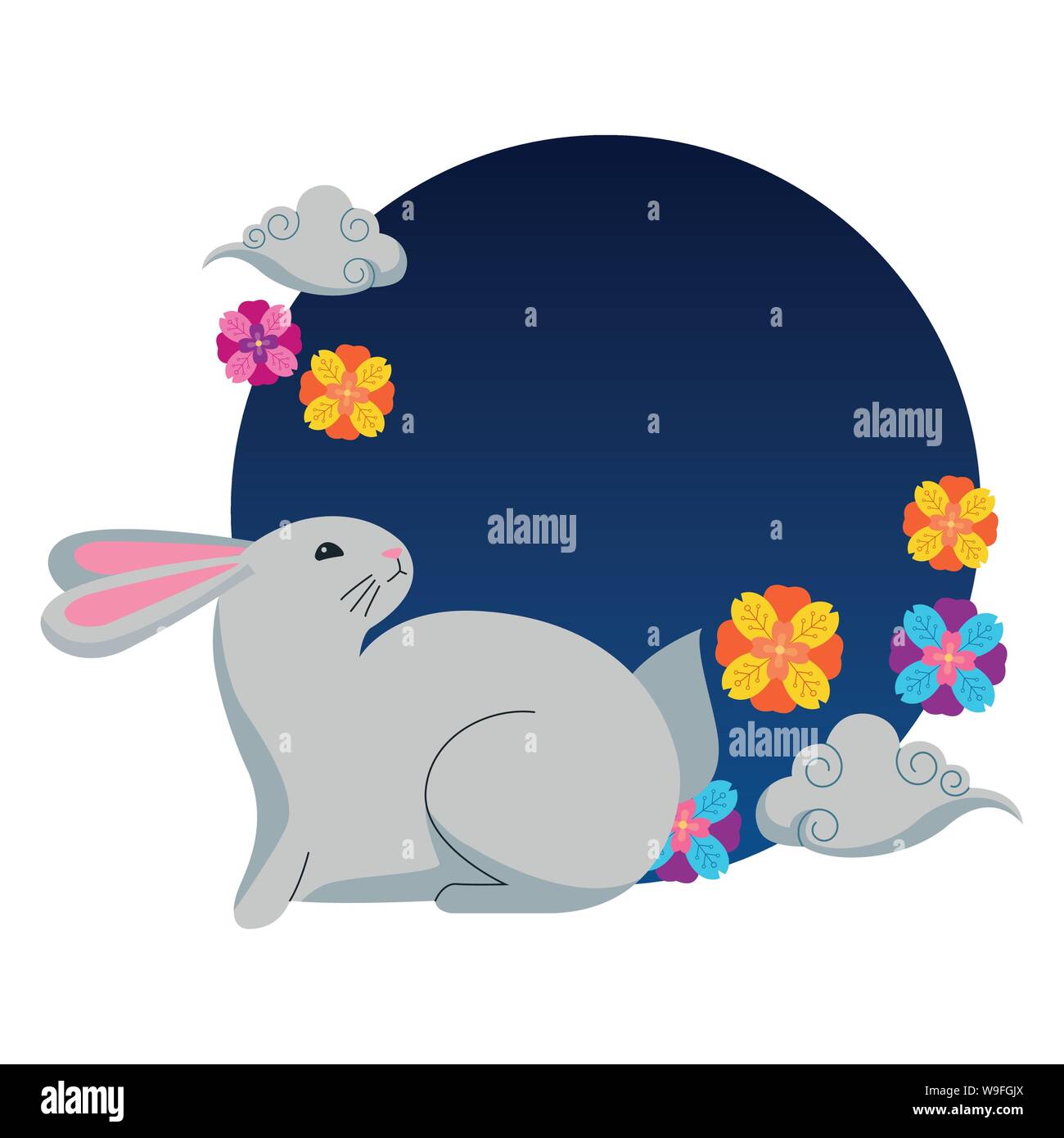 Rabbit flowers clouds Stock Vector Images - Alamy