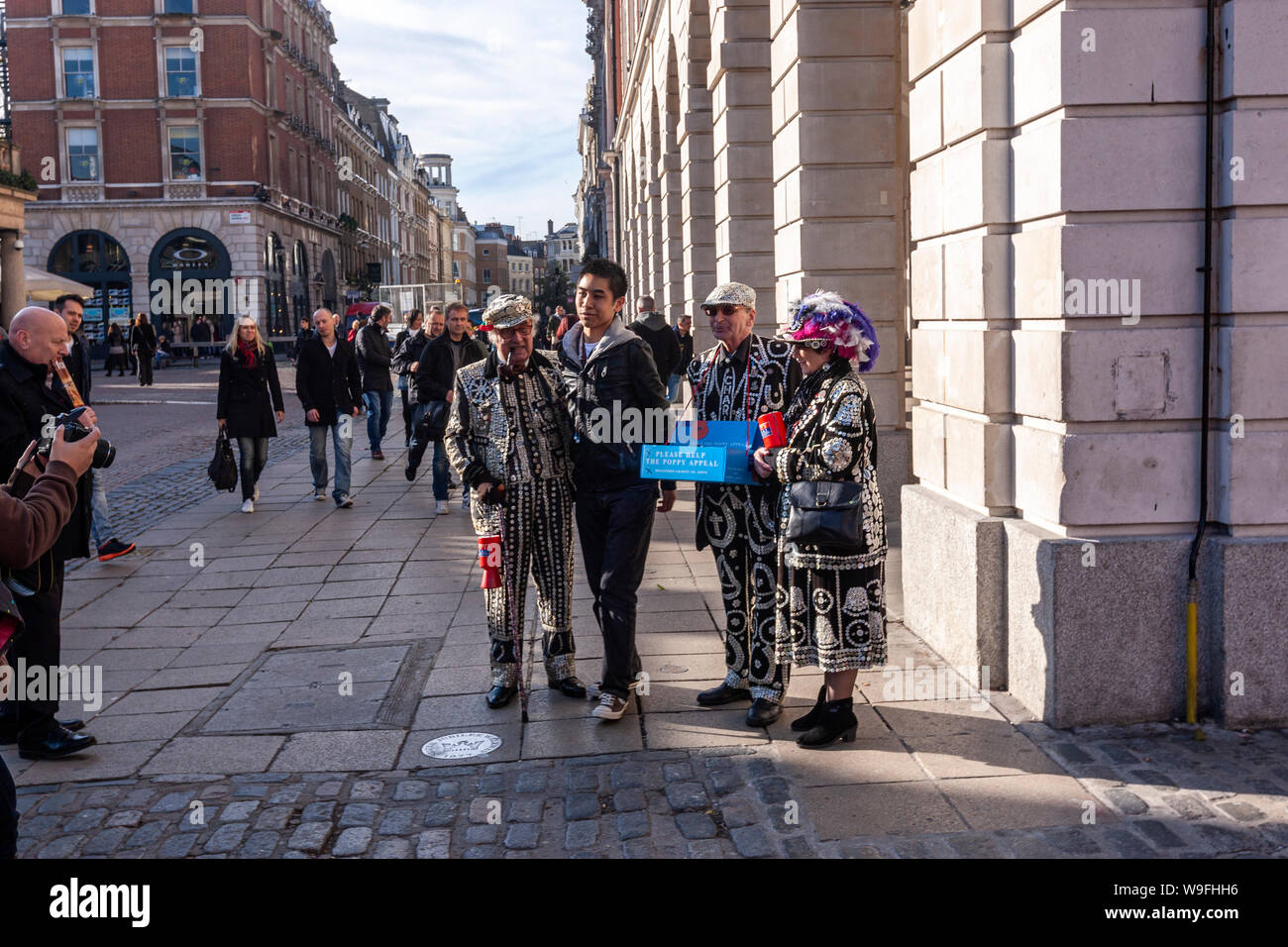 Pearly Kings and Queens, known as pearlies, in Covent Garden, London ...