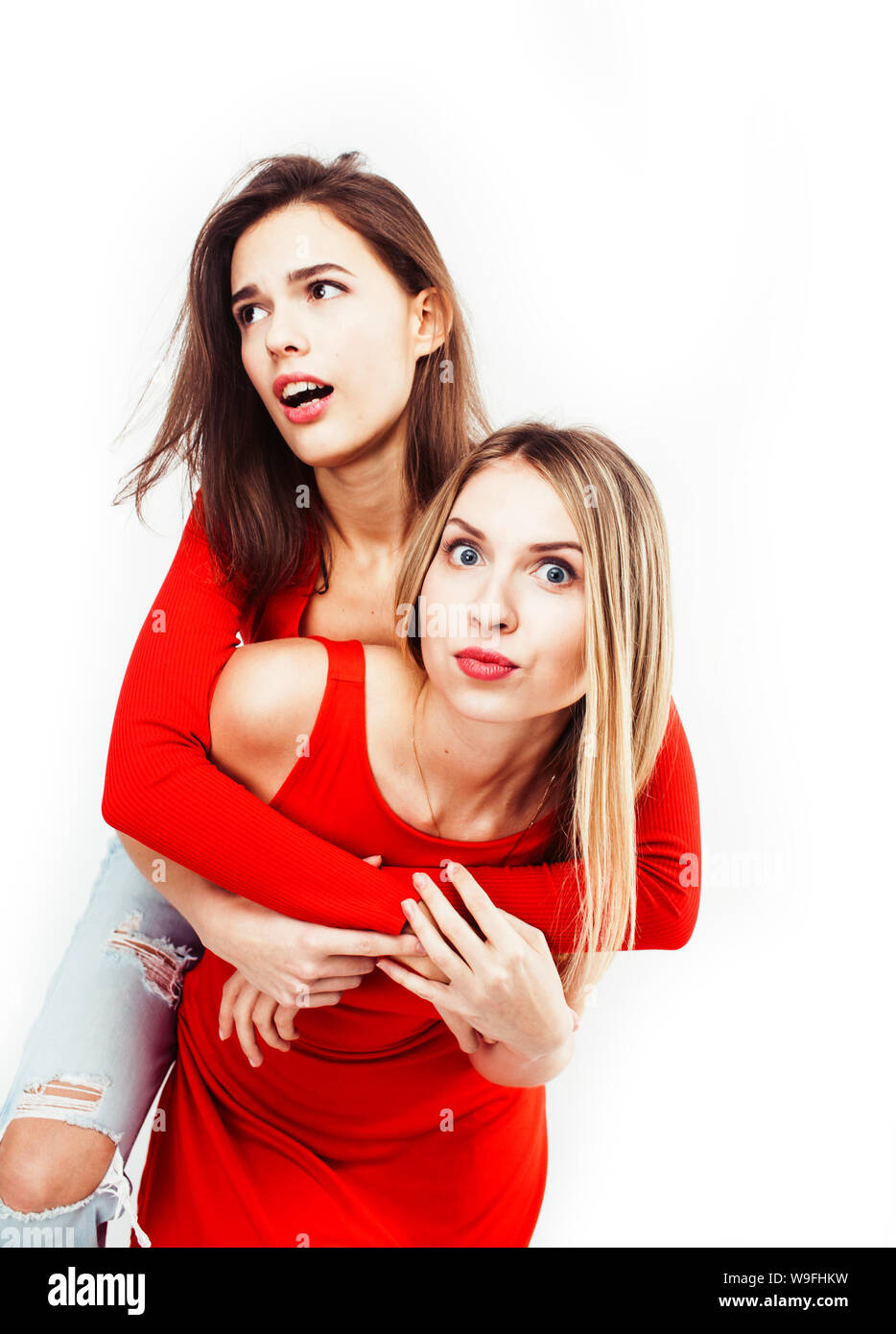 best friends teenage girls together having fun, posing emotional on ...