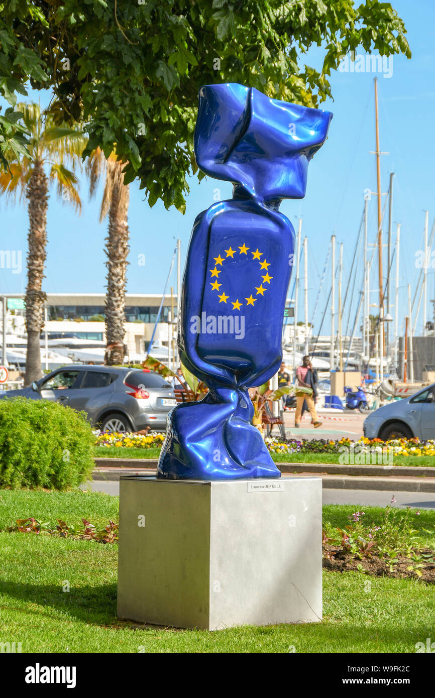 CANNES, FRANCE - APRIL 2019: Public art in Cannes in the shape of a ...