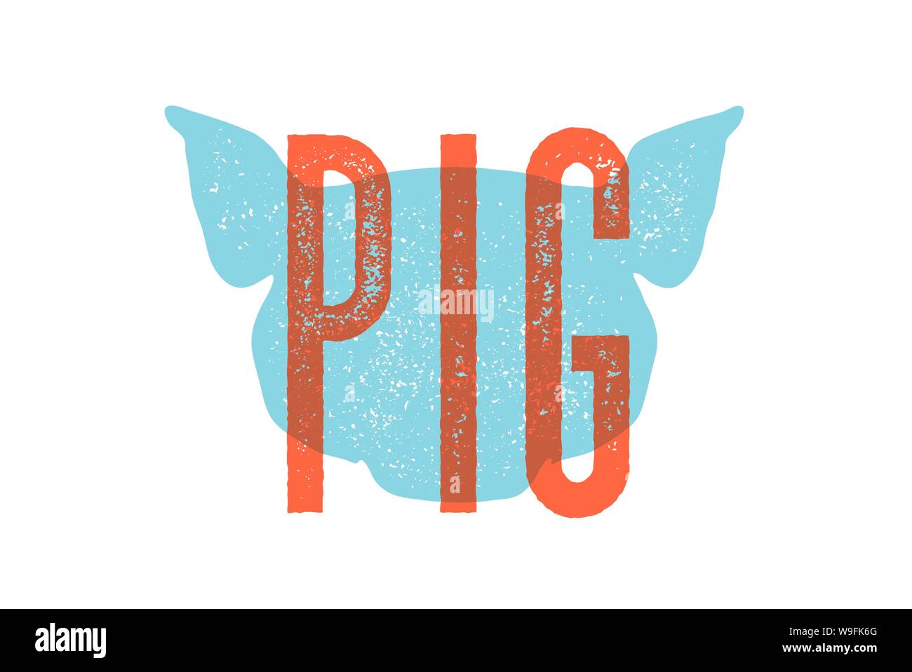 Pig, pork. Vintage typography, lettering, retro print Stock Vector ...