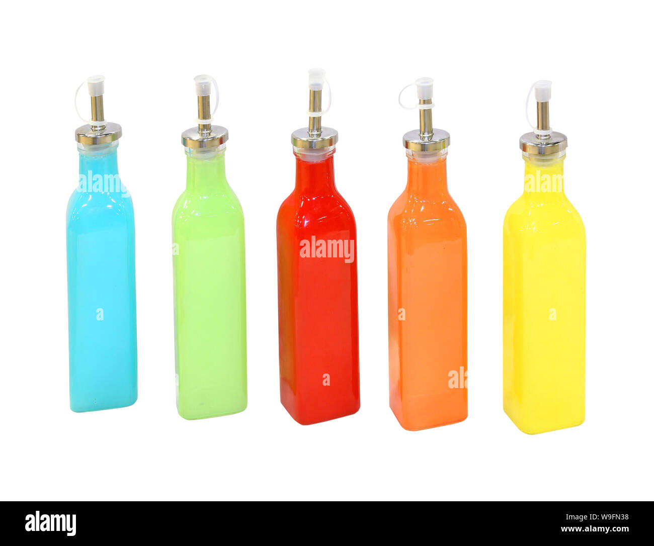 Colorful oil bottles isolated with clipping path included Stock Photo ...