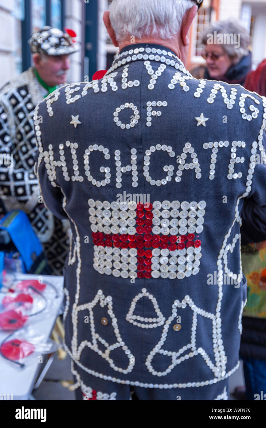 Pearly Kings and Queens, known as pearlies, in Covent Garden, London ...
