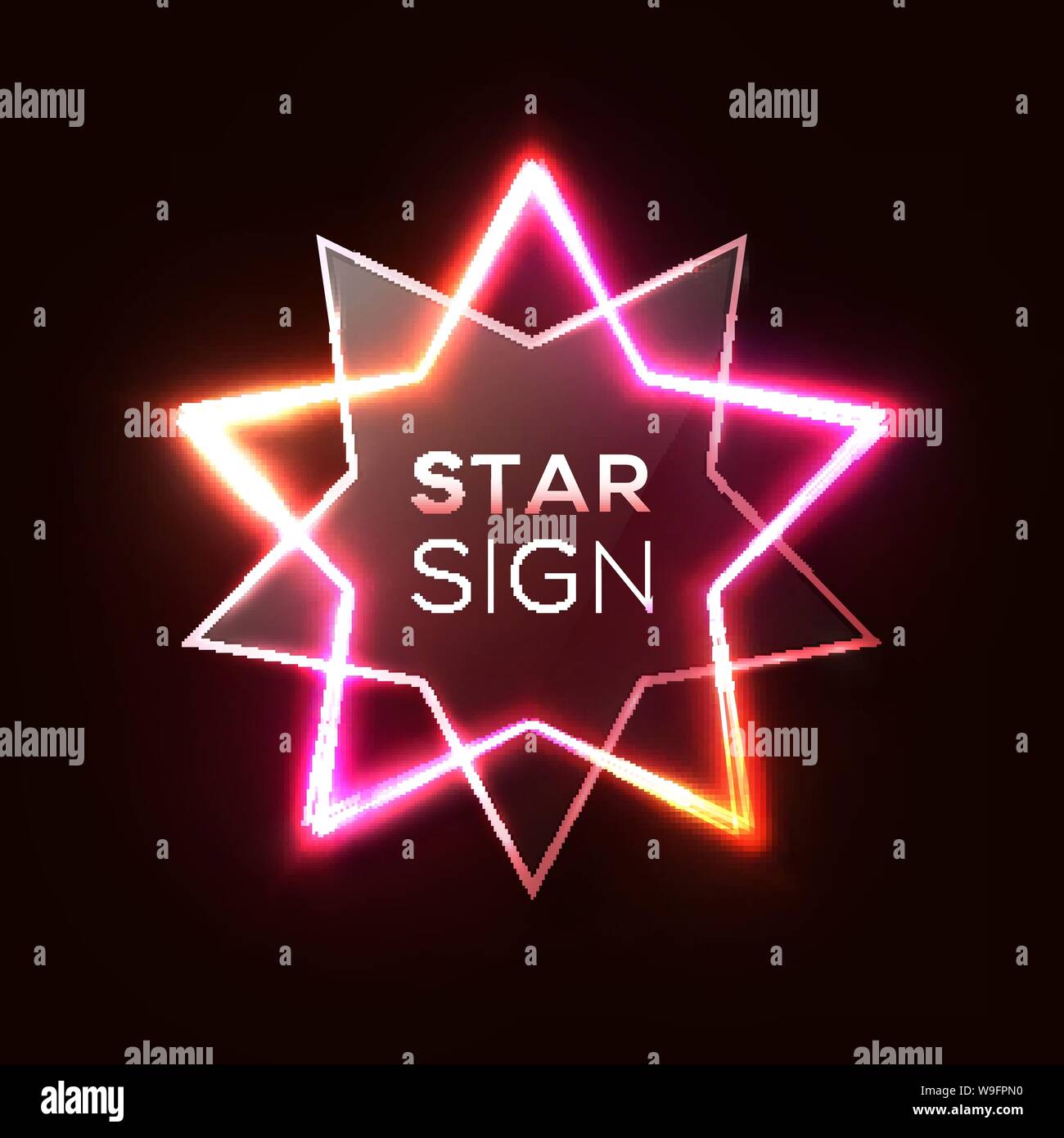 Abstract neon star. Shiny plastic star shape plate Stock Vector Image ...