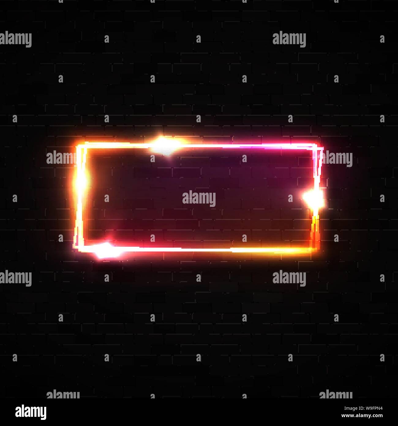Red neon rectangle halogen or led lamp wall sign Stock Vector Image ...