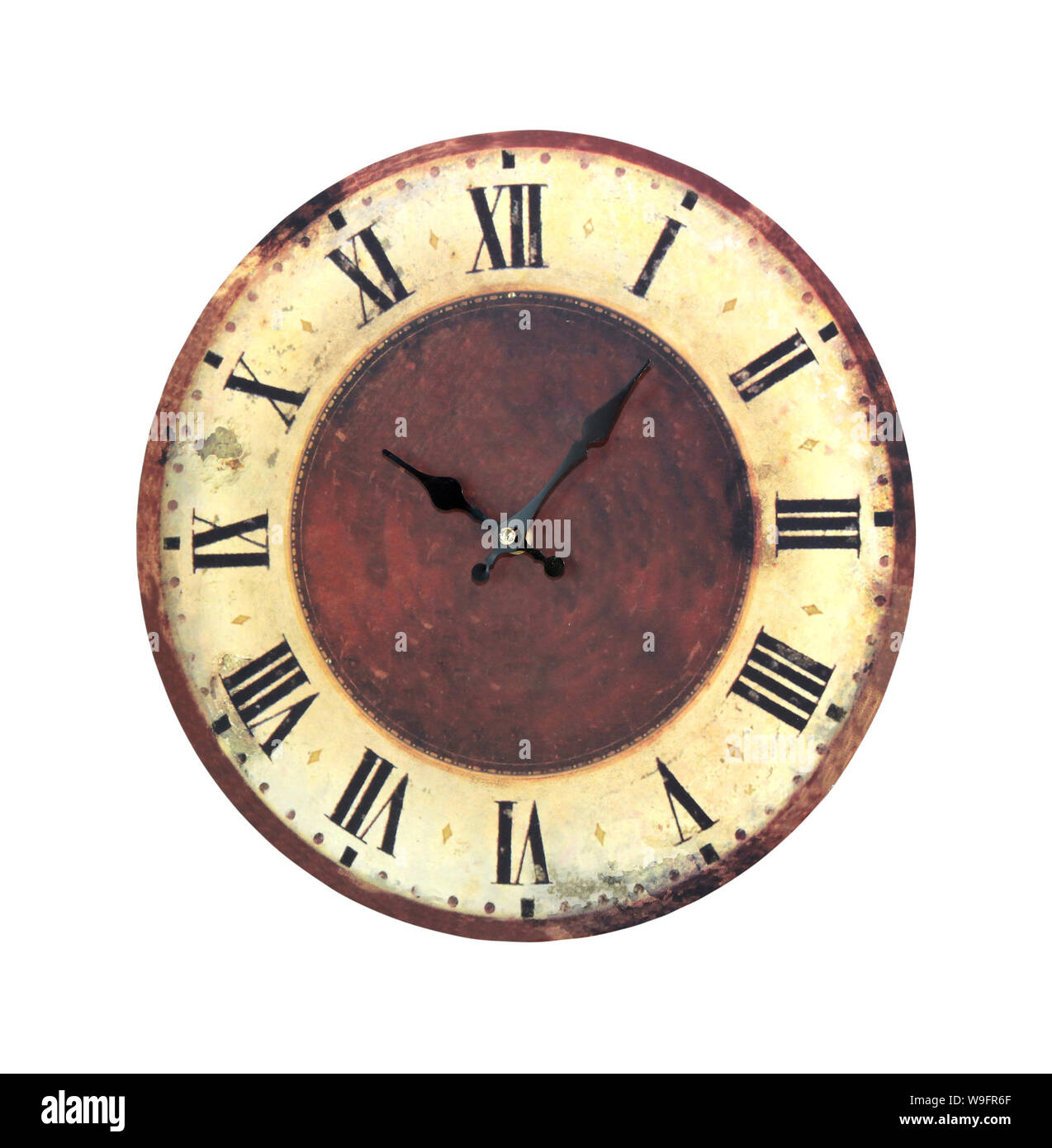 Retro grunge clock isolated with clipping path included Stock Photo - Alamy