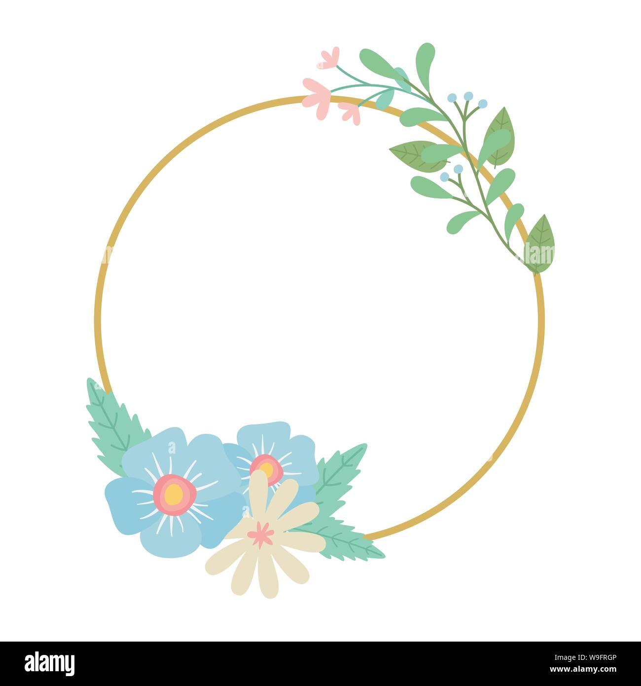 Flowers circle design, floral nature plant ornament garden decoration ...