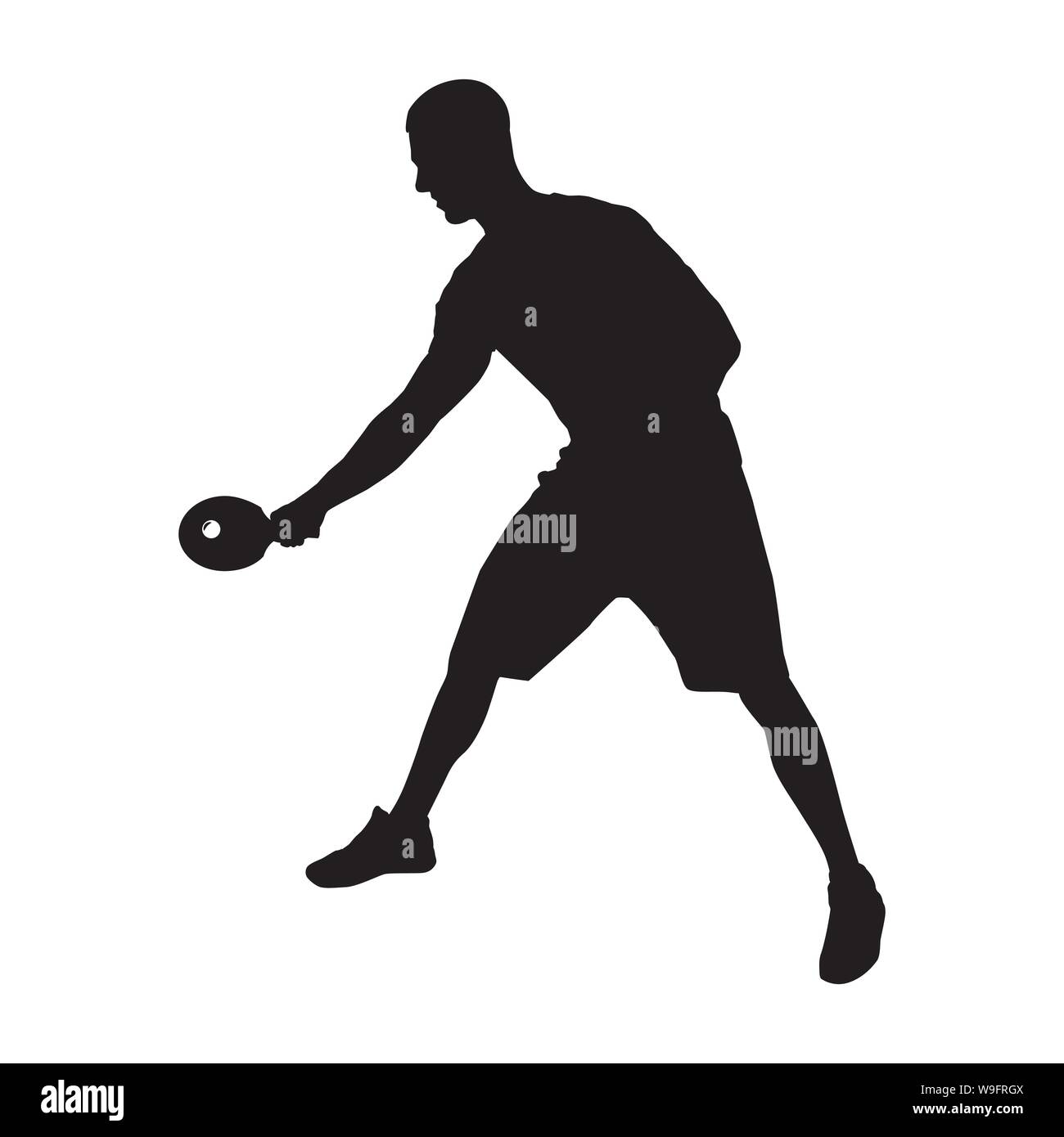 Table tennis player black silhouette on white background, vector ...