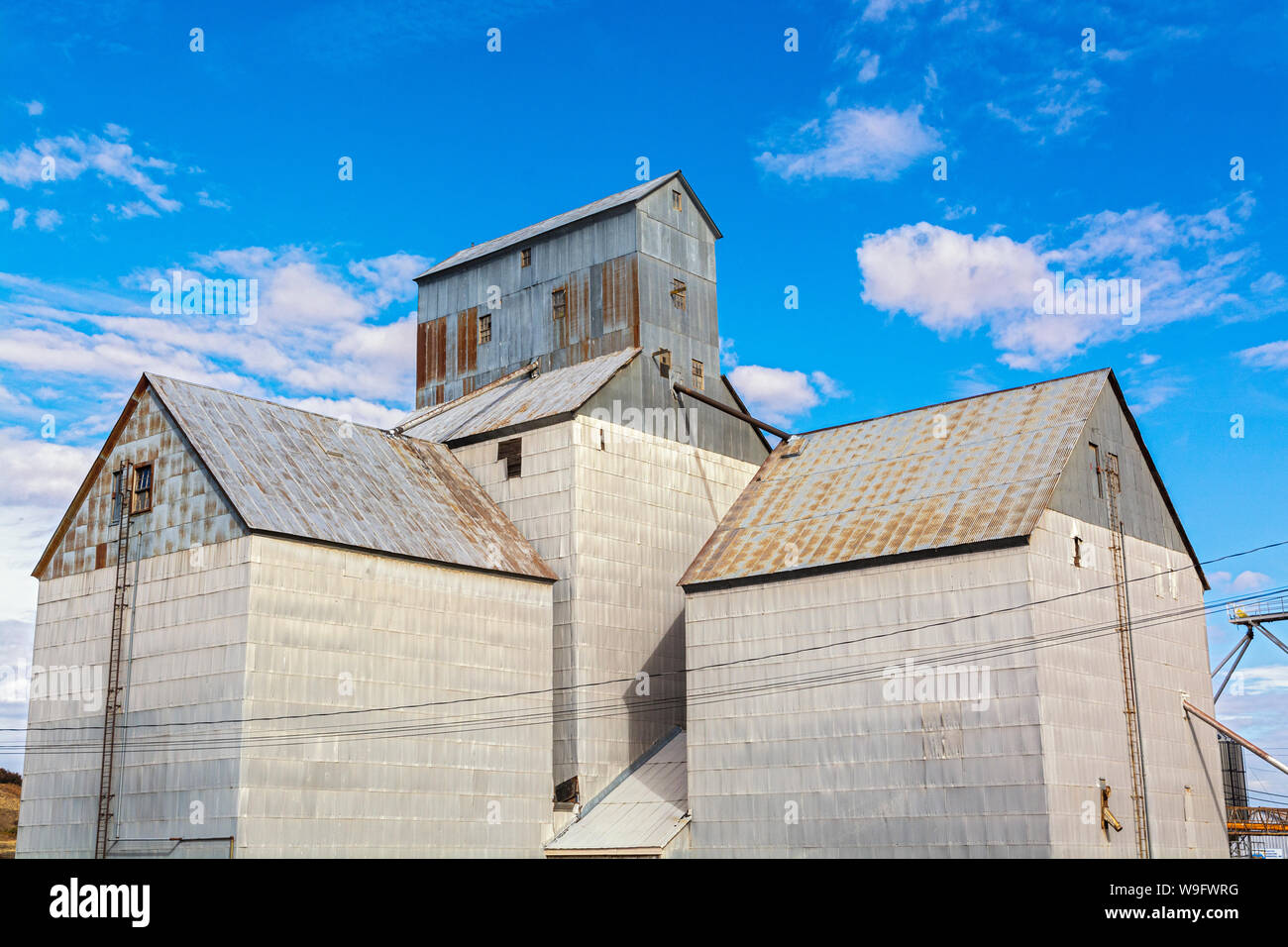 Washington, Palouse Region, Rosalia, steel grain storage buildings ...