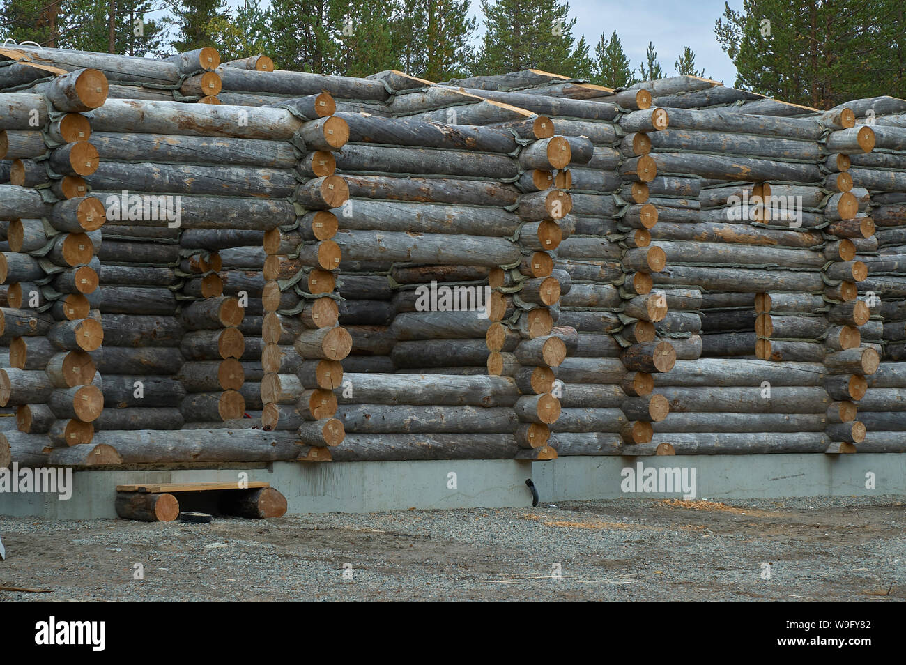Construction of new blockhouses in Levi, Finland Stock Photo - Alamy