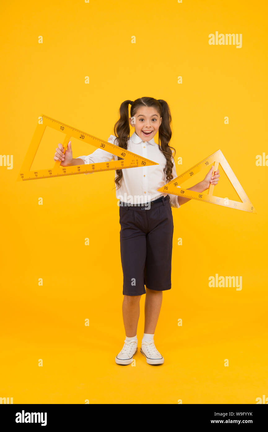 Measuring equipment. Kid cute school student study mathematics ...