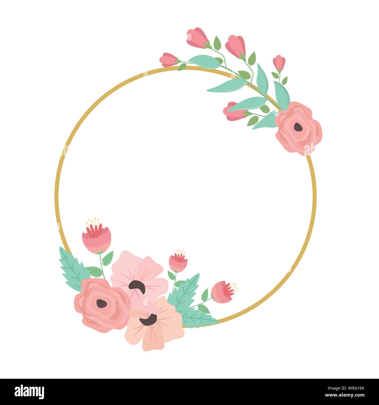 Flowers circle design, floral nature plant ornament garden decoration ...