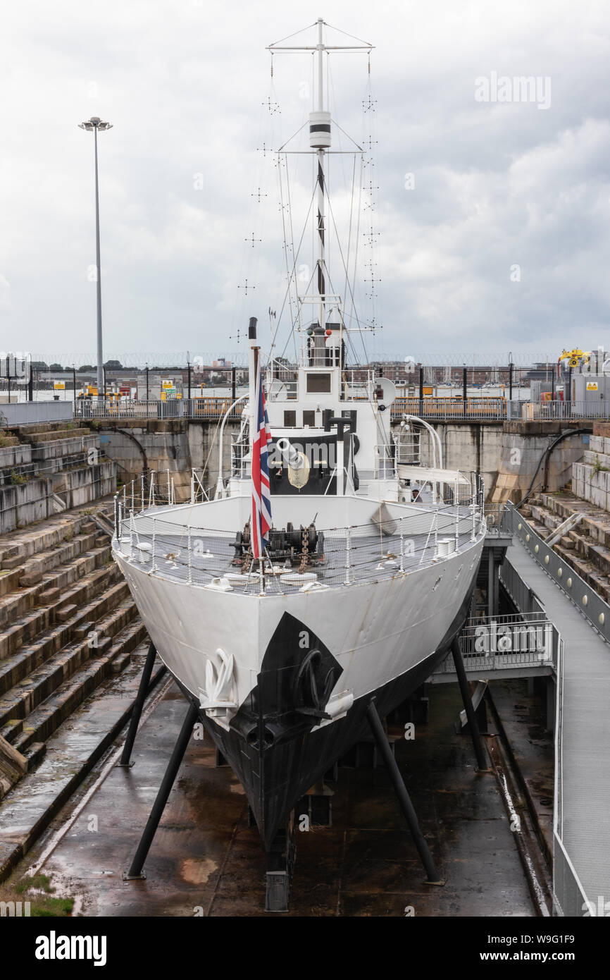 HMS M33 In dry dock at Portsmouth one of the very last British ships ...