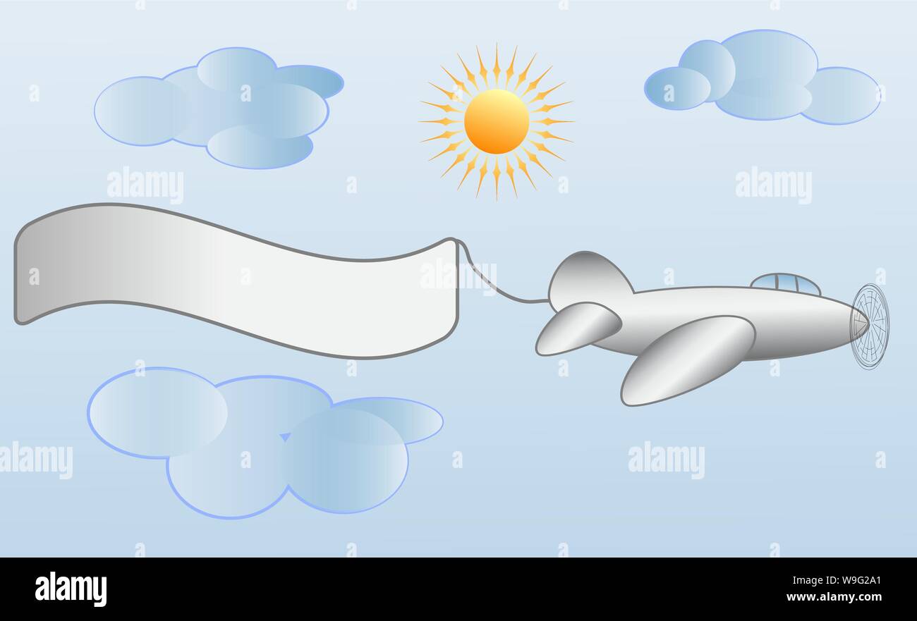 Flying planes set with the banners, template for text, illustration ...