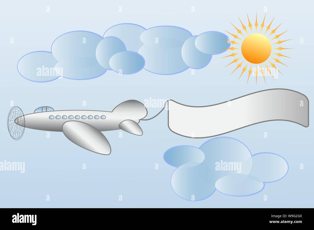 Flying planes set with the banners, template for text, illustration ...