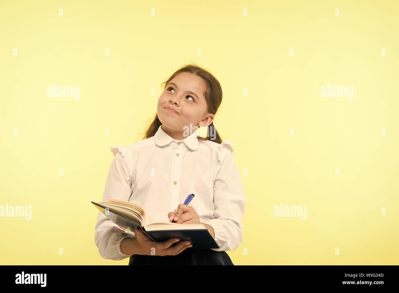 Child school uniform kid doing homework. Child girl school uniform ...