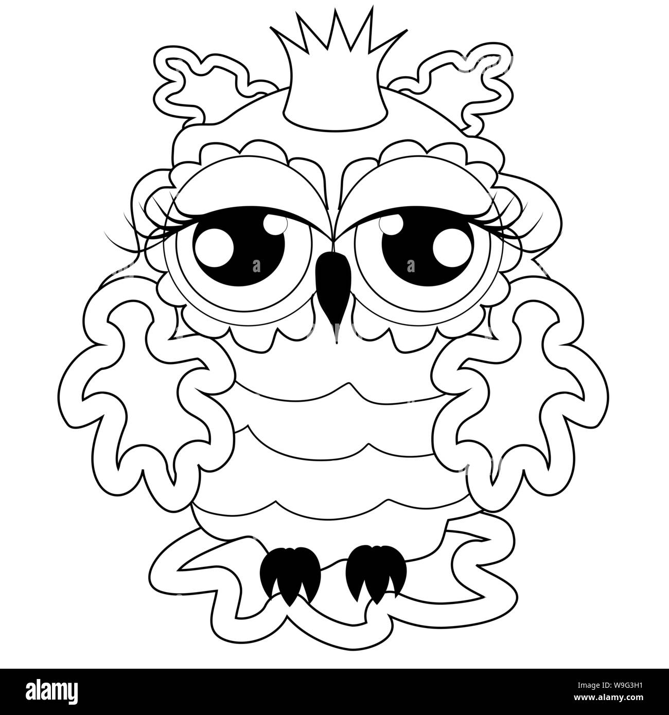 Glamorous pink owl-princess with crown, coloring Stock Vector Image ...