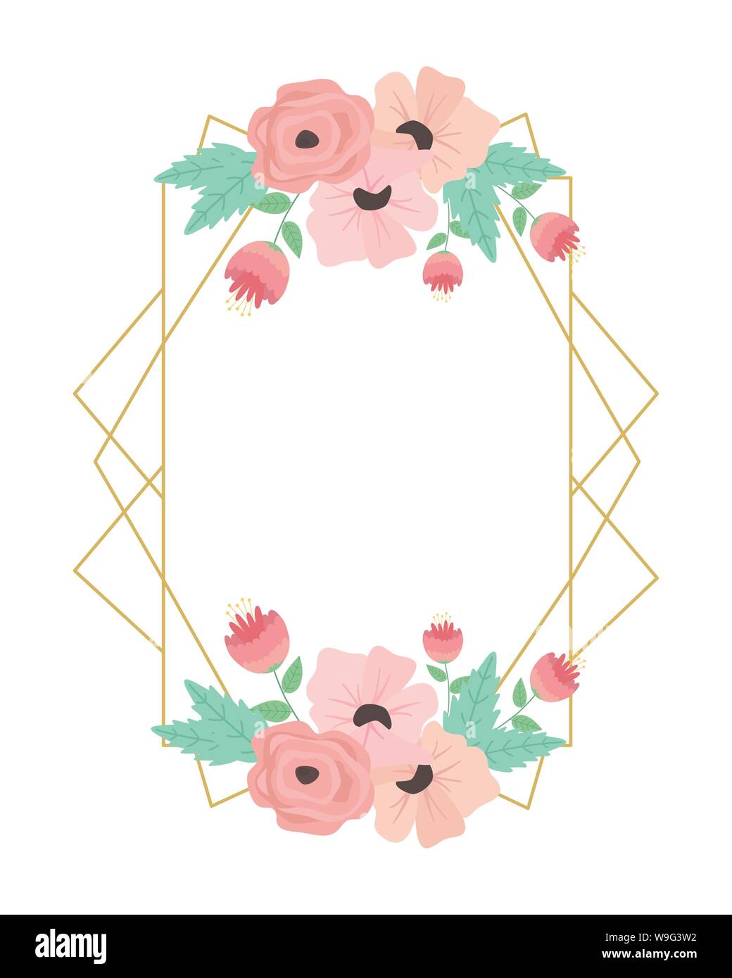 Flowers frame design, floral nature plant ornament garden decoration ...