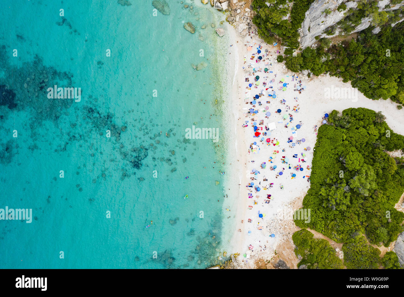 View from above, stunning aerial view of a beautiful beach full of ...